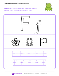 Letter Recognition (F) - Frog - Free Printable Kindergarten Reading ...