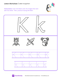 Letter Recognition (K) -Kite - Free Printable Kindergarten Reading ...