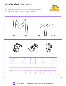 Letter Recognition (M) - Mango - Free Printable Kindergarten Reading ...