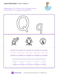 Letter Recognition (Q) - Queen - Free Printable Kindergarten Reading ...