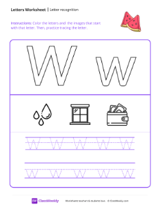 Letter Recognition (W) - Watermelon - Free Printable Kindergarten ...