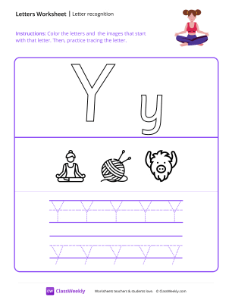 Letter Recognition (Y) - Yoga - Free Printable Kindergarten Reading ...