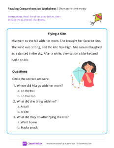 Short stories (44 words) Worksheets for Kindergarten | Free Printable ...