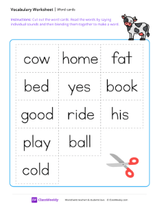 Word cards Worksheets for Kindergarten | Free Printable PDFs | ClassWeekly