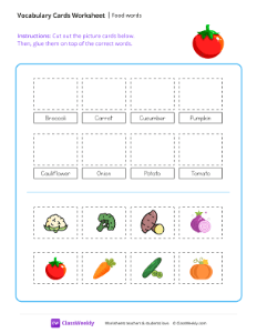 Food words Worksheets for 1st Grade | Free Printable PDFs | ClassWeekly
