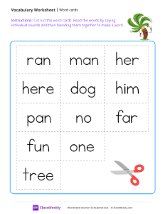 Word cards Worksheets for 1st Grade | Free Printable PDFs | ClassWeekly