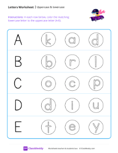 Uppercase & Lowercase (A-E) - Speedy - Free Printable Kindergarten ...