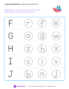 Uppercase & Lowercase (F-J) - Happy Boat - Free Pre-K Writing Worksheet ...