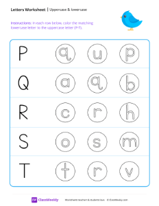 Uppercase & Lowercase (P-T) - Blue Bird - Free Printable Kindergarten ...