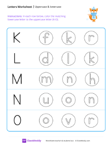 Uppercase & Lowercase (K-O) - Cold Fox - Free Printable Kindergarten ...