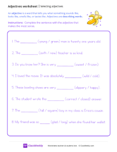 Selecting Adjectives Worksheets for 1st Grade | Free Printable PDFs ...