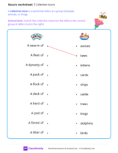 Collective nouns - Bee - Free Printable 3rd Grade Grammar Worksheet ...