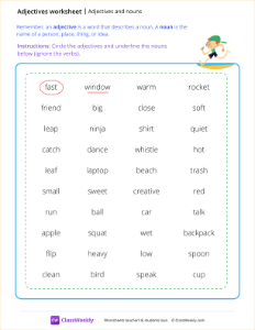 Adjectives and nouns Worksheets for 2nd Grade | Free Printable PDFs ...