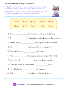 Using collective nouns - Wolf - Free Printable 3rd Grade Grammar ...