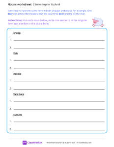 Same singular & plural Worksheets for 2nd Grade | Free Printable PDFs ...
