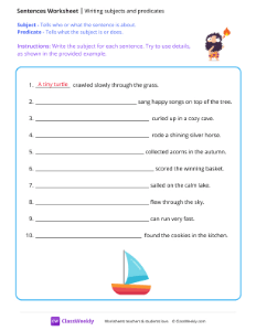 Writing subjects and predicates Worksheets for 4th Grade | Free ...