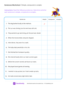 Simple, compound or complex - Launch - Free Printable 2nd Grade Grammar ...