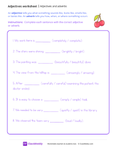 Adjectives and Adverbs Worksheets for 1st Grade | Free Printable PDFs ...