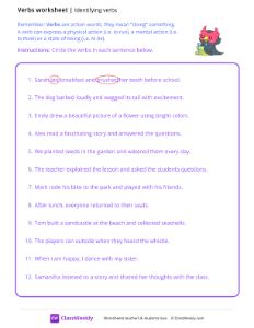 Identifying Verbs - Owl Gift - Free Printable 3rd Grade Grammar ...