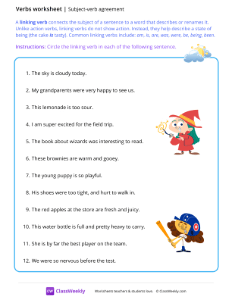 Linking verbs Worksheets for 3rd Grade | Free Printable PDFs | ClassWeekly