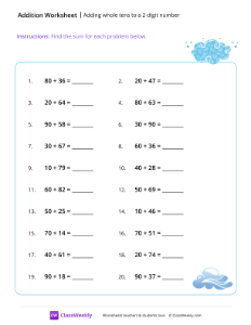Adding whole tens to a 2-digit number Worksheets for 2nd Grade | Free ...