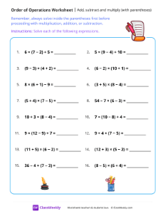 Add, subtract and multiply (with parentheses) Worksheets | 2nd Grade ...