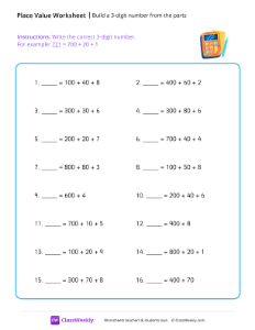 Build a 3-digit number from the parts Worksheets for 2nd Grade | Free ...