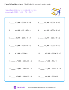 Build a 4-digit number from the parts Worksheets for 2nd Grade | Free ...