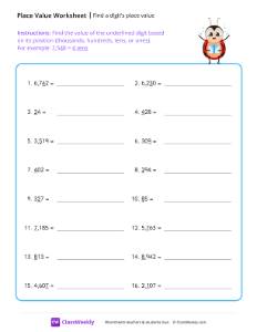 Find a digit's place value Worksheets for 3rd Grade | Free Printable ...