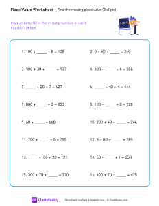 Find the missing place value (3-digits) Worksheets for 2nd Grade | Free ...