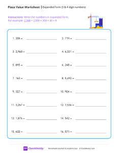 Expanded form (3 and 4 digit numbers) Worksheets for 2nd Grade | Free ...