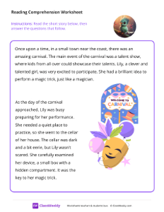Magic Carnival (Level M Story) - Reading Comprehension - Free 2nd Grade ...
