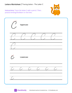 Cursive C - Free 2nd Grade Writing Worksheet | ClassWeekly