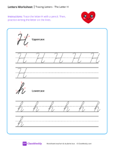 Cursive H - Free Printable 2nd Grade Writing Worksheet | ClassWeekly