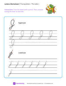 Cursive J - Free Printable 3rd Grade Writing Worksheet | ClassWeekly