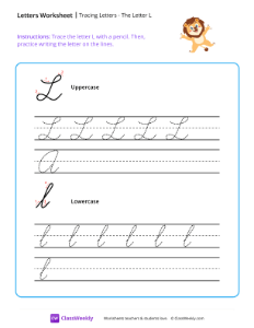 Cursive L - Free 2nd Grade Writing Worksheet | ClassWeekly