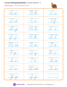 Cursive Letters A to Z - Free Printable 3rd Grade Writing Worksheet ...