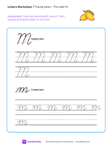 Cursive M - Free Printable 2nd Grade Writing Worksheet | ClassWeekly