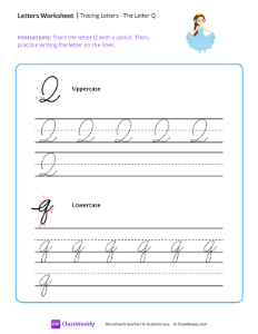Cursive Q - Free Printable 3rd Grade Writing Worksheet | ClassWeekly