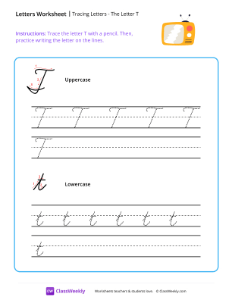 Cursive T - Free Printable 3rd Grade Writing Worksheet | ClassWeekly