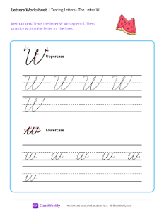 Cursive W - Free Printable 3rd Grade Writing Worksheet | ClassWeekly