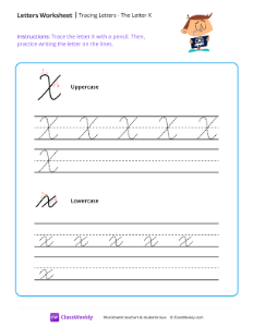 Cursive X - Free Printable 3rd Grade Writing Worksheet | ClassWeekly