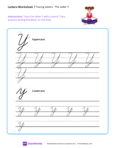 Cursive Y - Free 2nd Grade Writing Worksheet | ClassWeekly