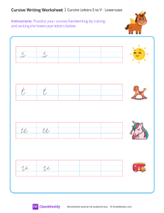 Cursive Letters S to V Worksheets for 3rd Grade | Free Printable PDFs ...