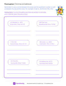 Commas and Addresses - Shopping Bag - Free Printable 3rd Grade Grammar ...