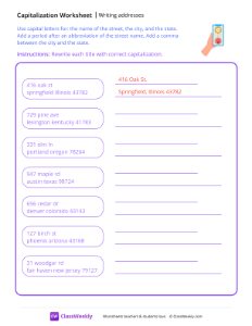 Writing addresses - GPS - Free Printable 3rd Grade Grammar Worksheet ...