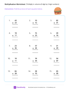 Multiply 2 by 2 digits Worksheets for 3rd Grade | Free Printable PDFs ...