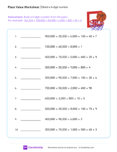 Build a 6-digit number Worksheets for 3rd Grade | Free Printable PDFs ...