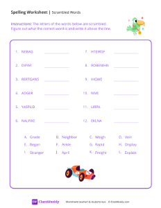 Scrambled Words - Parrot Winner - Free Printable 4th Grade Reading ...